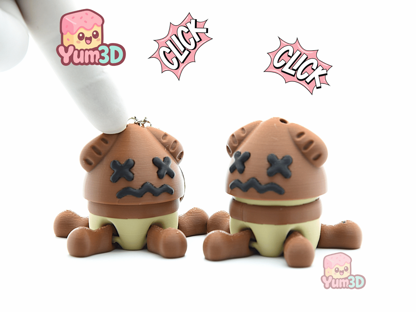 Digital Downloads - Yum3D Cute Squid Articulated Fidget Clicker Keycha