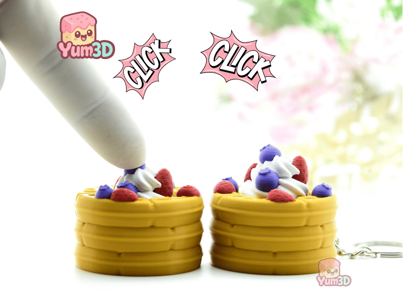 Digital Downloads - Yum3D Spring Sweet Berry Waffle Fidget Clicker Key
